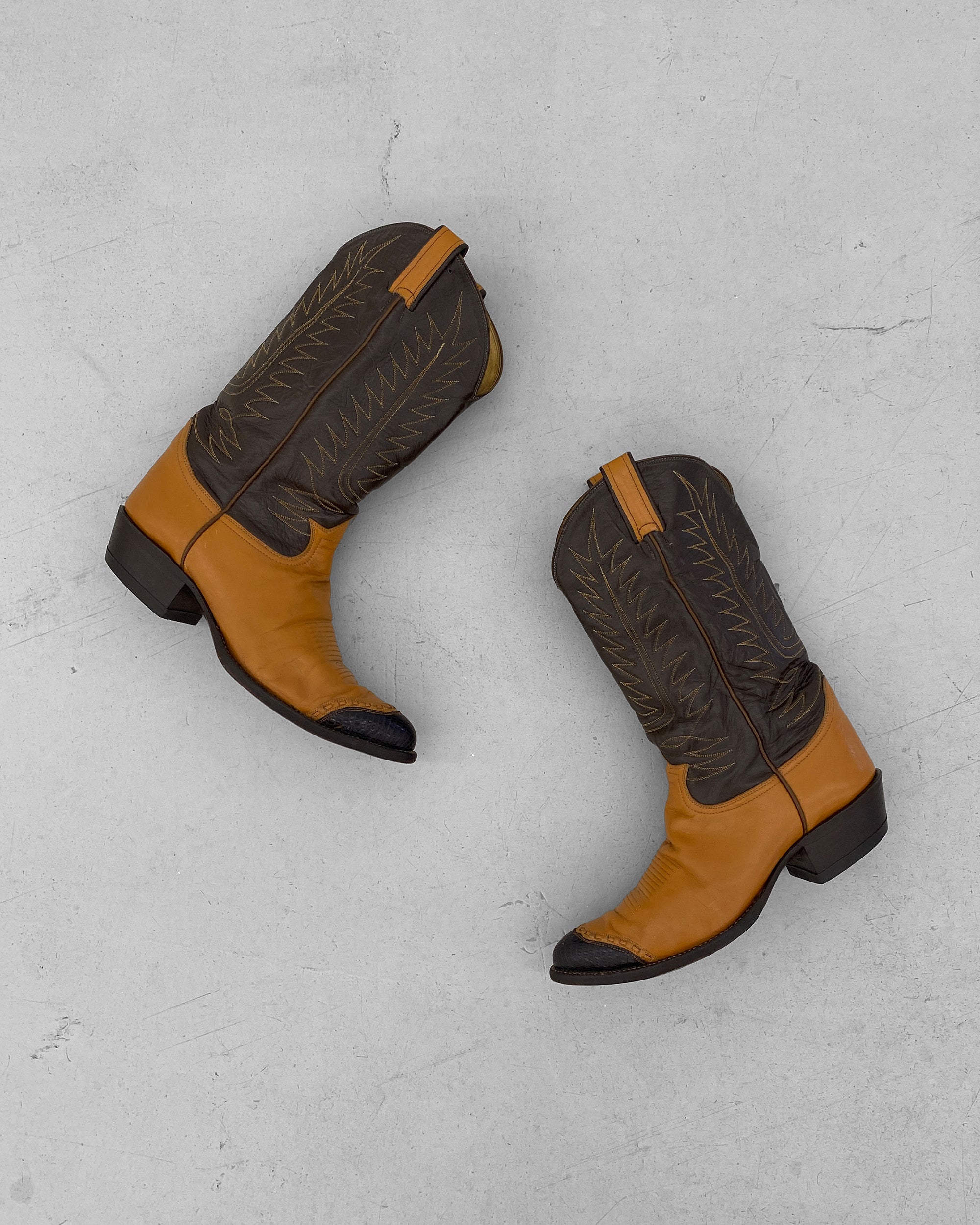 Tony Lama 1990s Two Tone Cowboy Boots Brown Lightbrown – knudpeters